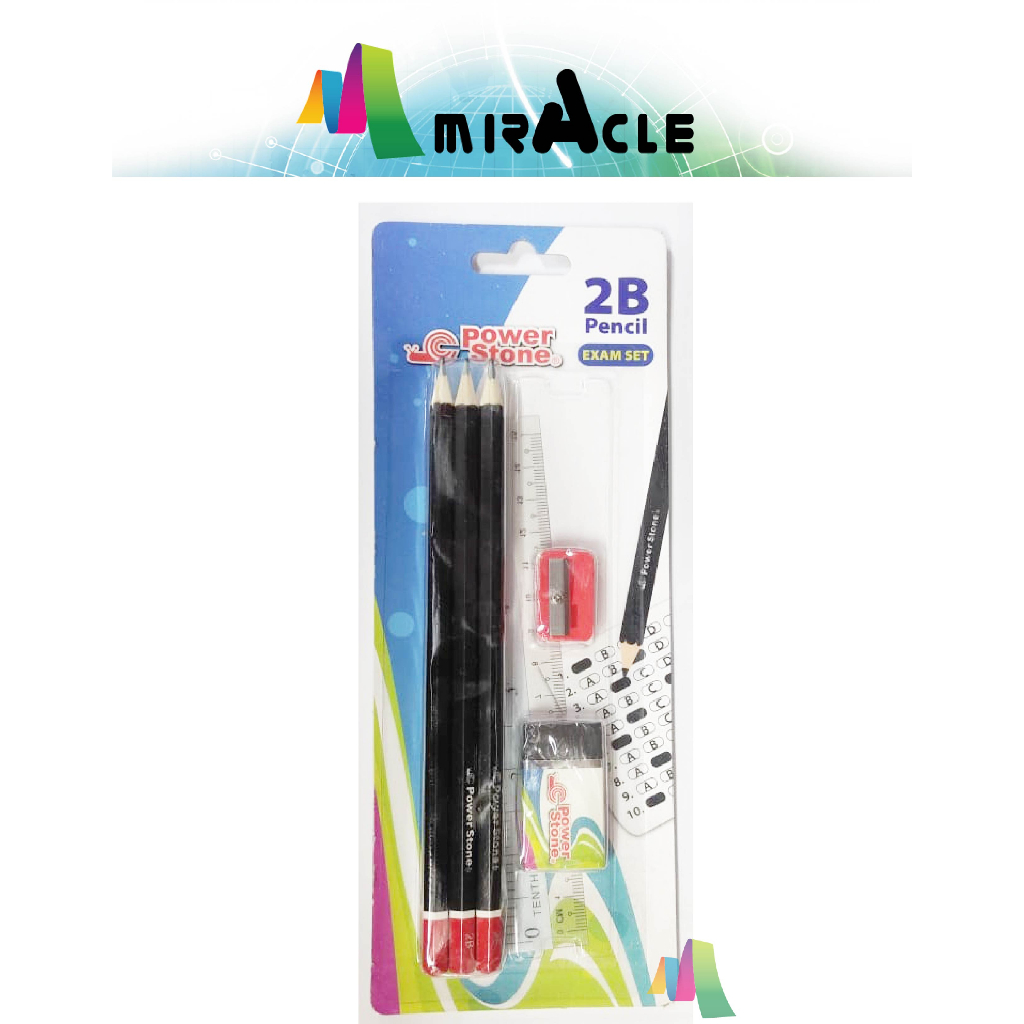 Power Stone 2B Pencil Set - Pencil Pembari Pemadam | Shopee Malaysia