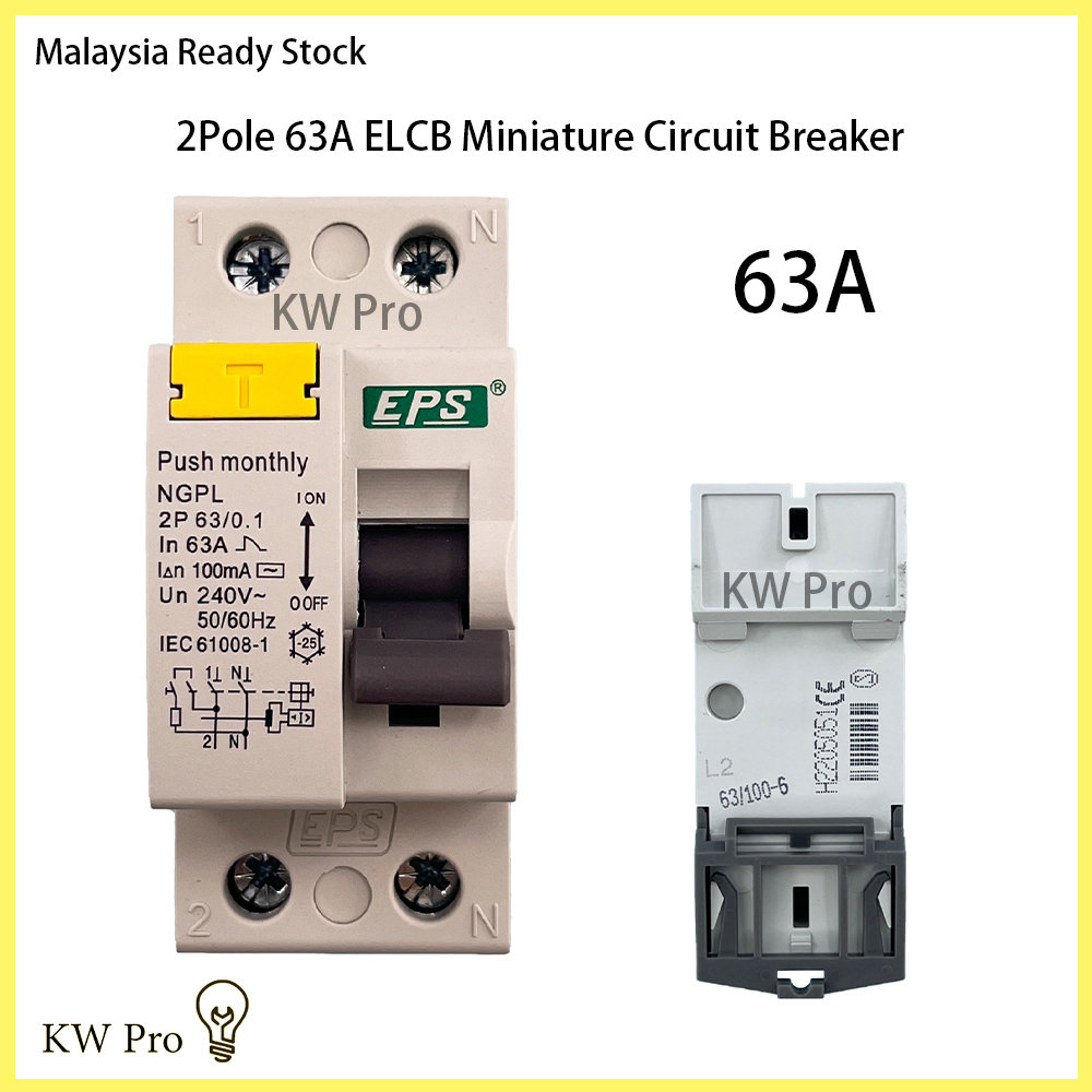 Main Switch 2Pole 40A / 63A 100mA ELCB Miniature Circuit Breaker with ...