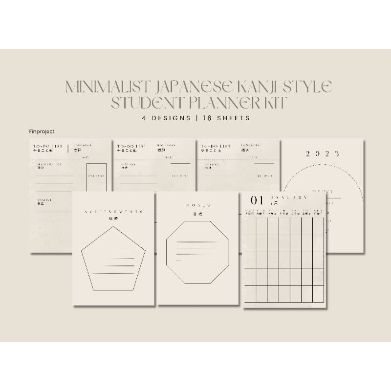 Minimalist Japanese Kanji-Style Student Canva Planner Template ...