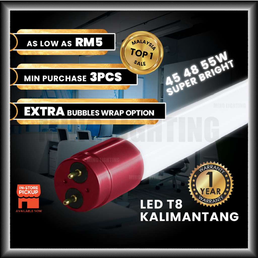 Ultra Bright LED T8 46W 4FT Light Tube Lampu Kalimantang Terang Mentol Dinding Siling Wall ...