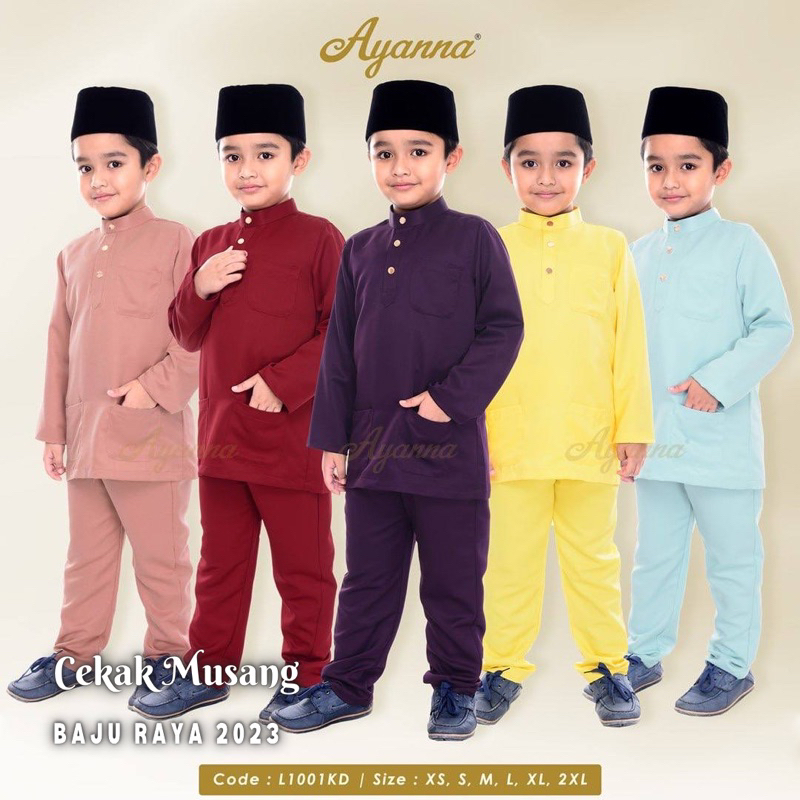 Cekak Musang L1001KD - Baju Melayu Moden Cekak Musang. Baju Melayu Sedondon Ayah Anak. Baju Raya ...