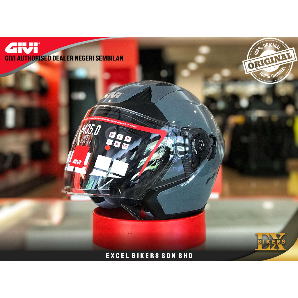GIVI HELMET M35.0 SCUDO SOLID GREY / OPEN FACE HELMET / MOTORCYCLE HELMET /M35.0 SCUDO /DOUBLE ...