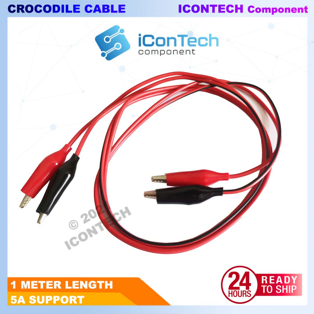 Crocodile Clip Power Supply Pair Black and Red 1 Meter | Shopee Malaysia