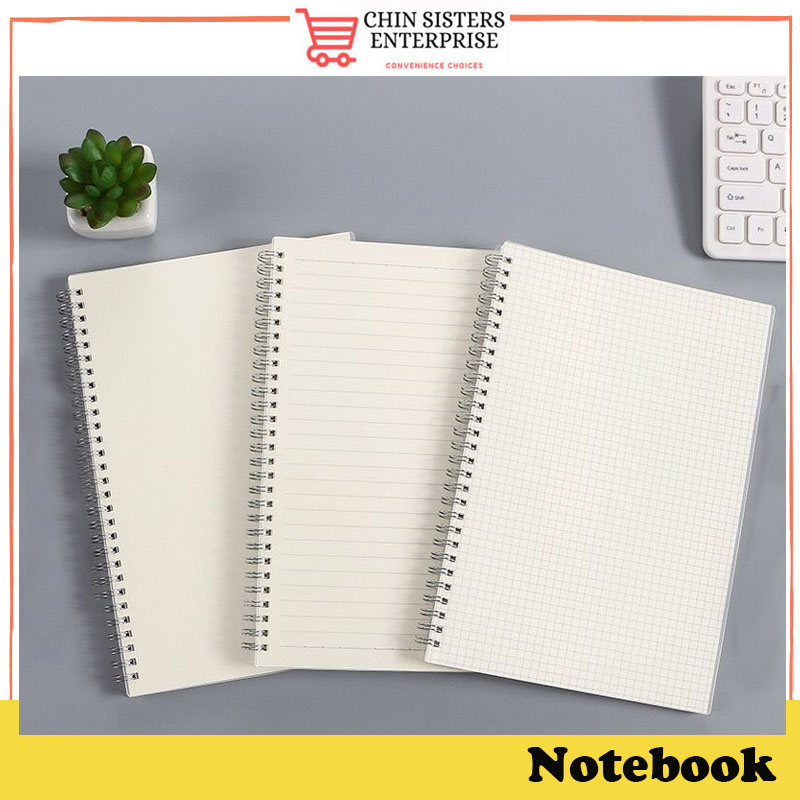 Spiral Notebook 156 Pages Plain/Grid/Line A6 Matte Cover PVC Book ...