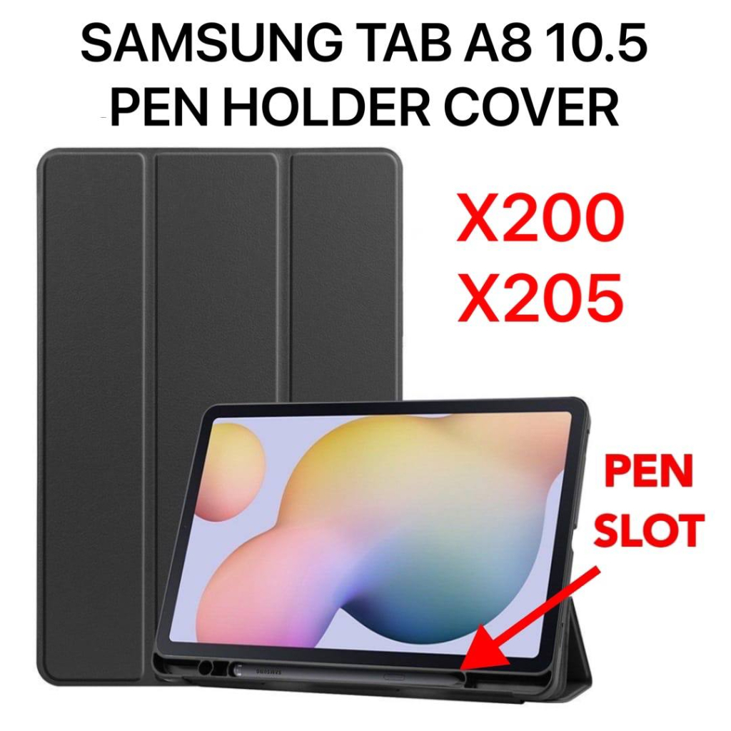 Samsung Tab A8 10.5 X205 X200 With Pen Holder Smart Cover | Shopee Malaysia
