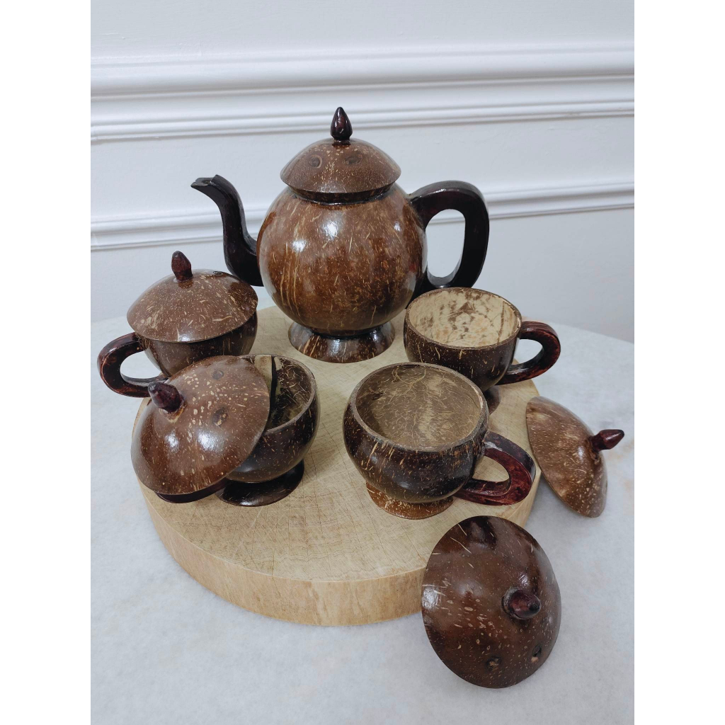 Tea Pots Set/ coconut shell tea pots/Teko+Cangkir batok kelapa | Shopee ...