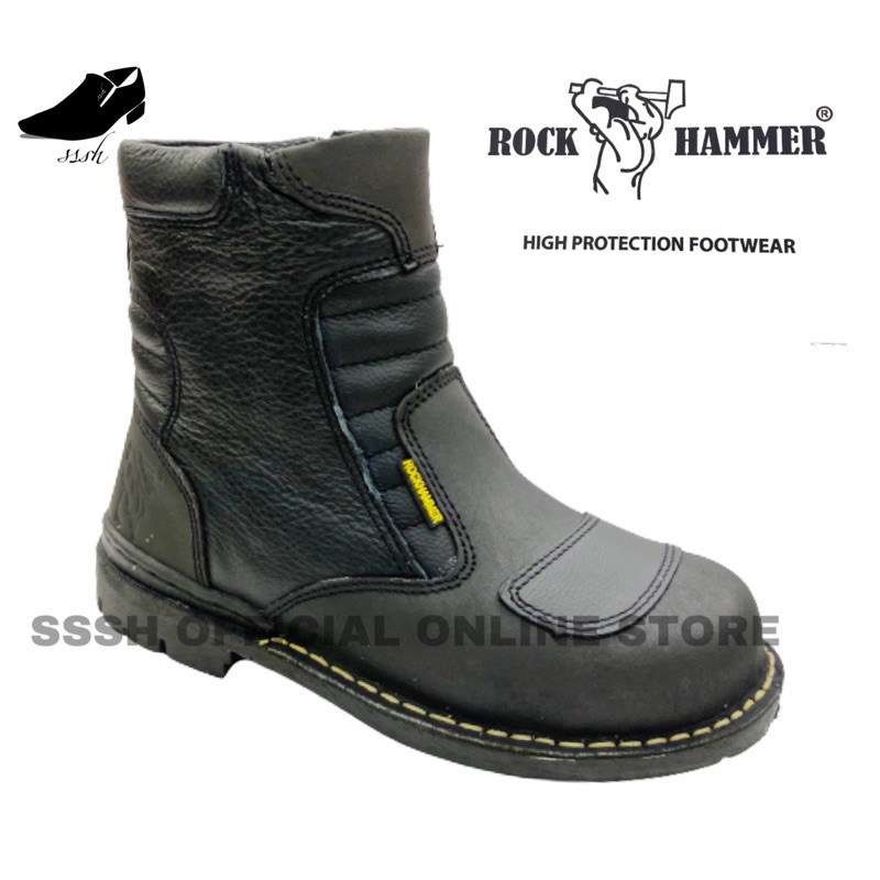 💯ORIGINAL ROCK HAMMER SAFETY SHOE/BOOT MID HIGH CUT DOUBLE ZIP/KASUT ...
