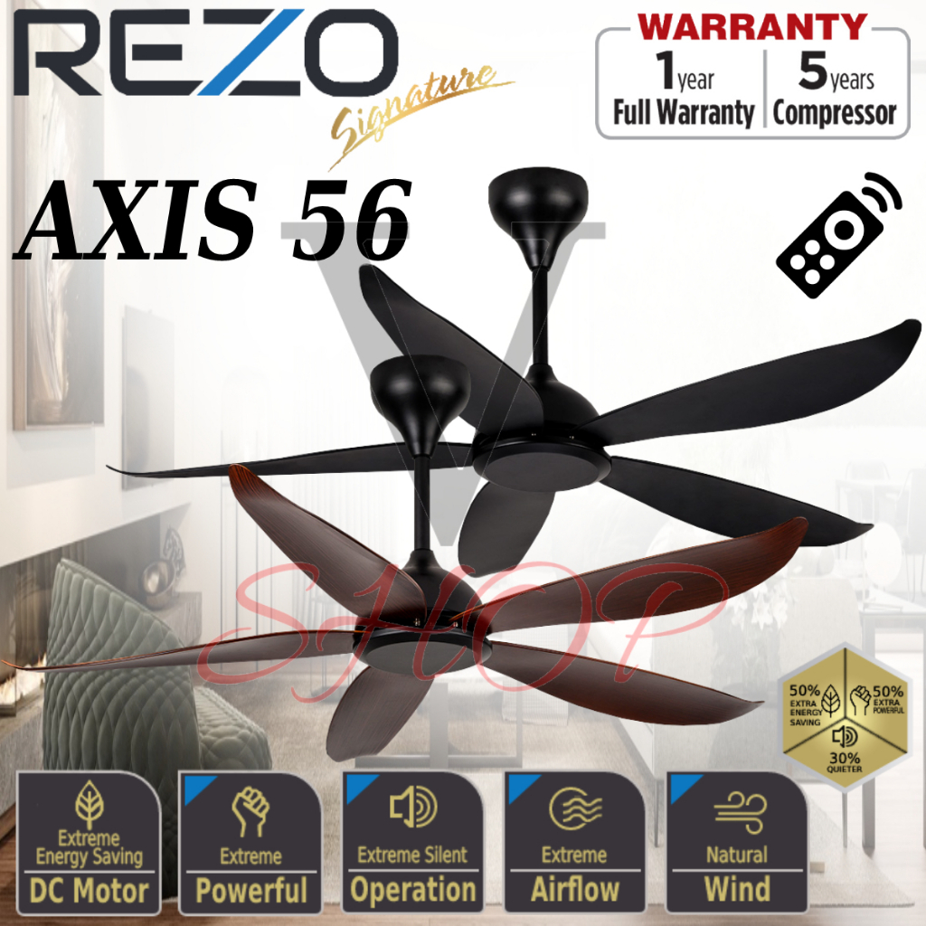 REZO 56" DC MOTOR CEILING FAN 12 SPEED REMOTE CONTROL AXIS 56 | Shopee ...