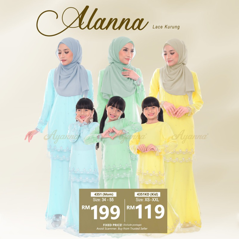 Kurung Alanna Adult & Kids | Shopee Malaysia