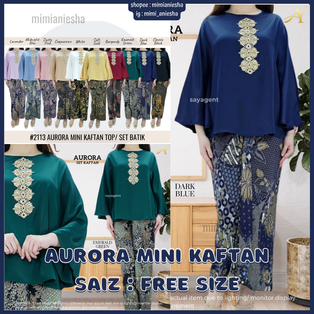 Aurora Mini Kaftan Top/ Batik Instant Pario Set Baju Raya Baju Kaftan ...