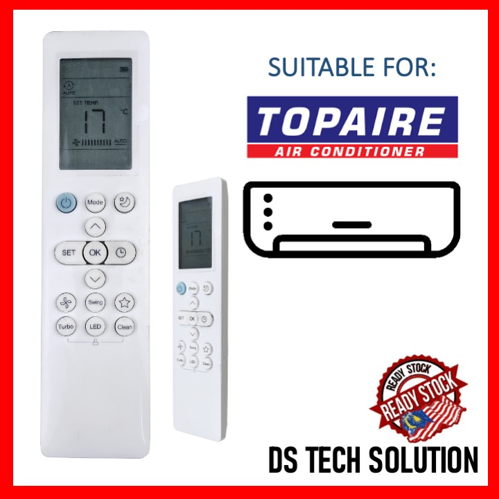 TOPAIRE AIRCOND REMOTE CONTROL [M'SIA STOCK] AIR COND AIR CONDITIONER ...
