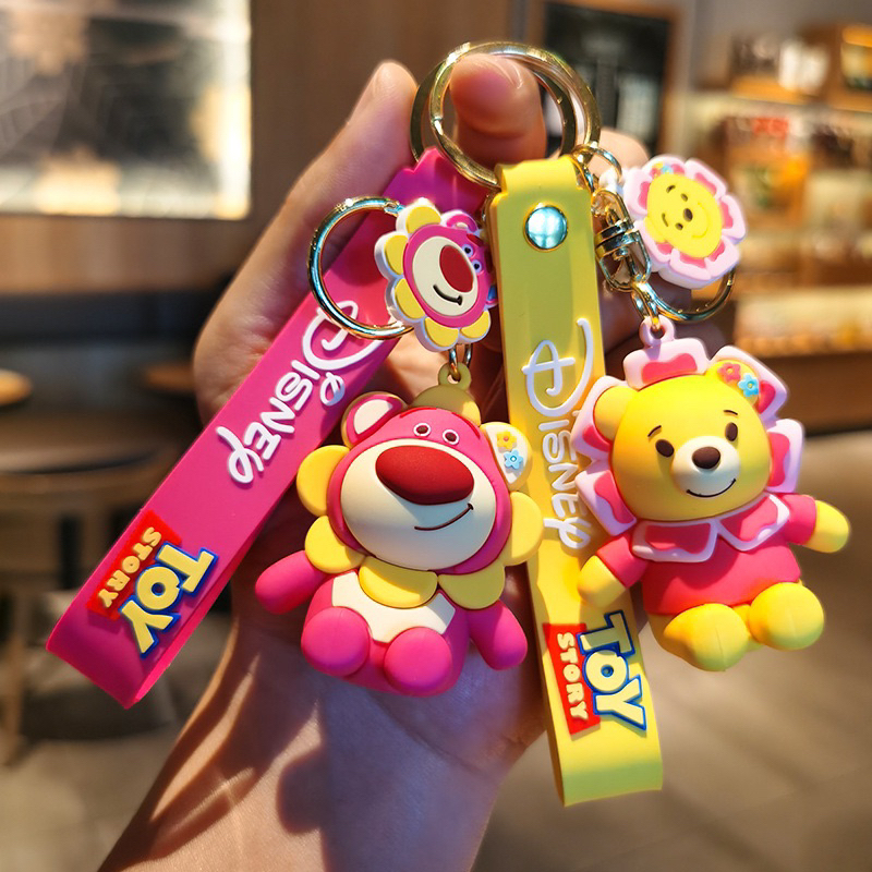 Cute Lotso and winnie the poor flower design keychain fashion design ...