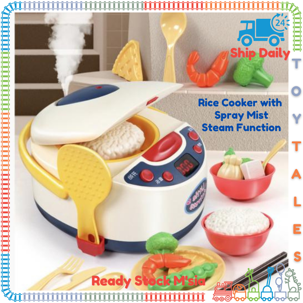 RICE COOKER TOY [ Steam & Sound and Light ] Pretend Play Set for Girls ...