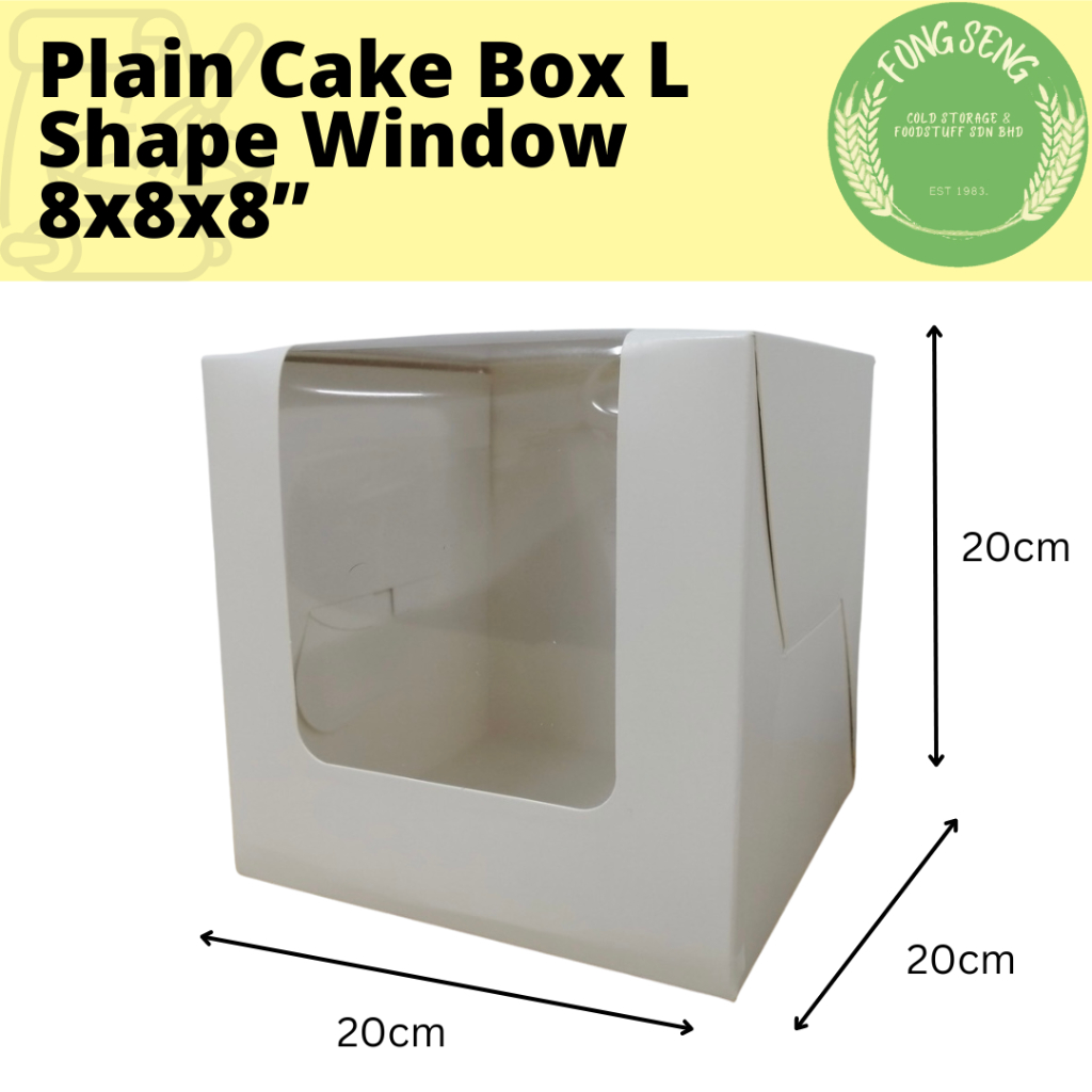 Plain Cake Box L shape window 20cm x 20cm x20cm | Shopee Malaysia