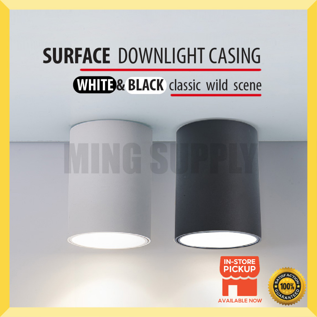 SURFACE DOWNLIGHT ROUND BLACK WHITE CASING ONLY | Shopee Malaysia