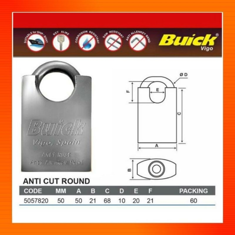 BUICK NIETZ ANTI-RUST HEAVY DUTY PADLOCK SHACKLE MANGGA LOCK KUNCI ...