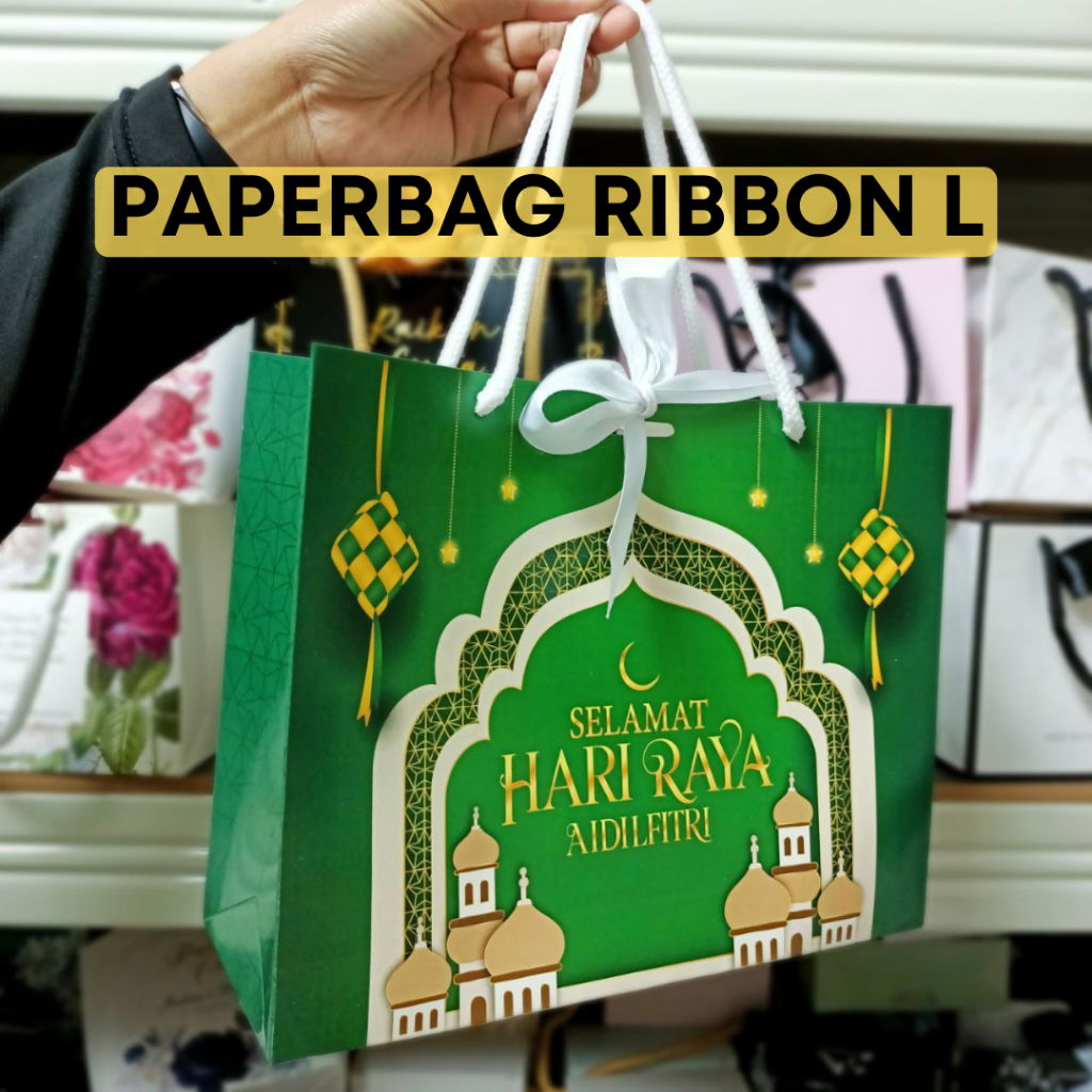 [READYSTOCK] 10PCS PAPERBAG RIBBON L RAYA / KOTAK KUIH RAYA / GIFTBOX ...