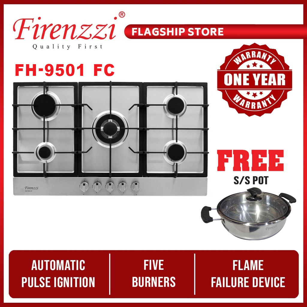 Firenzzi Italian Designer 5 burners Stainless Steel Built-in Gas Hob ...