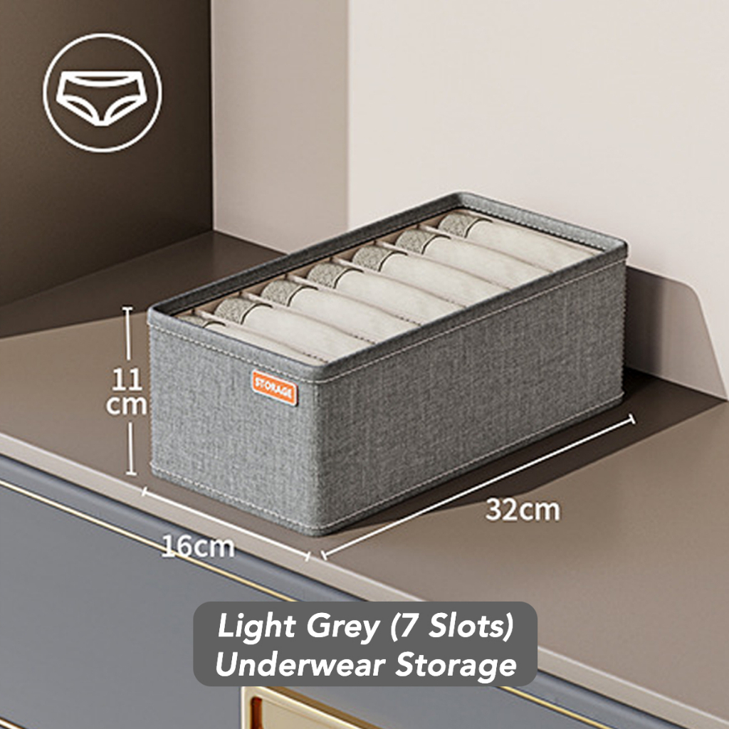 6/7/20 Slots Oxford Underwear Tudung Clothes Organiser Box Stackable ...