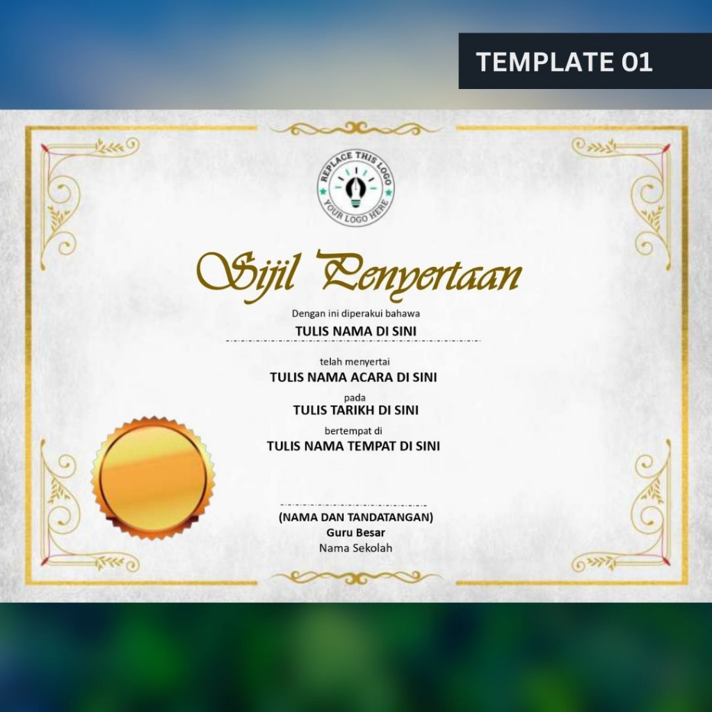 [Powerpoint] Template Sijil Certificate Template Editable Powerpoint ...