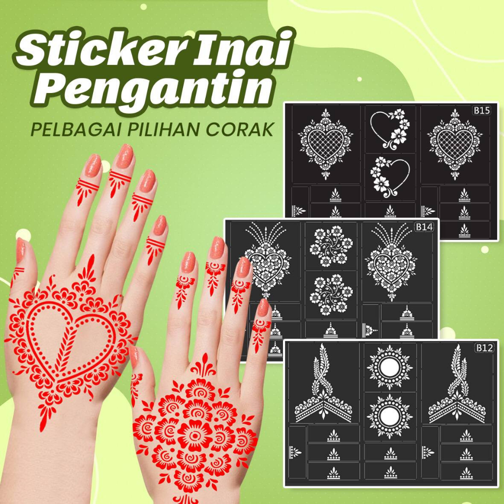 STICKER CORAK INAI / HENNA STENCIL / STICKER INAI PENGANTIN | Shopee ...
