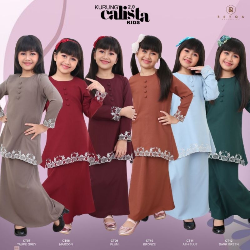 SALE !! KURUNG CALISTA KANAK-KANAK / KURUNG SULAM / 6 HOT COLOUR / BAJU ...