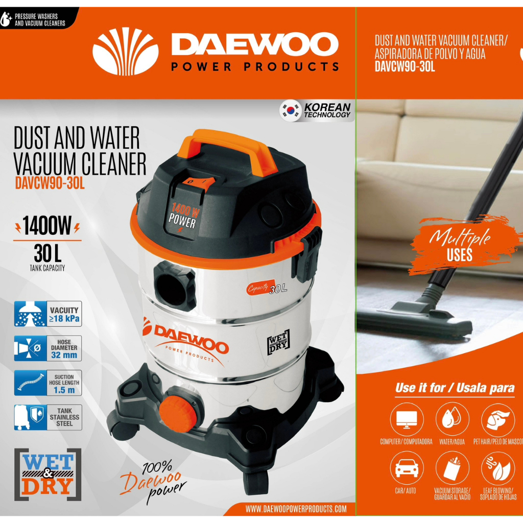 MYDIYSDNBHD - Daewoo Dust and Water Vacuum Cleaners 30L DAVC90-30L ...