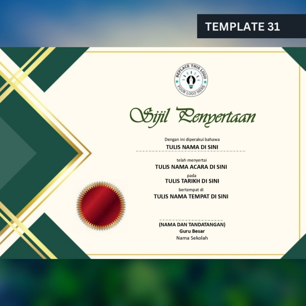[Powerpoint] Template Sijil Certificate Template Editable Powerpoint ...