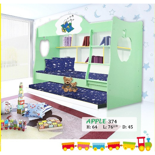 APPLE 374, Single High Gloss Triple Decker Beds, Without MATTRESS ...