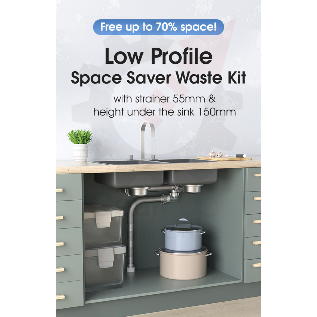 [Space Saver / Shallow Profile] Sink Drain Waste Pipe Kit with ...