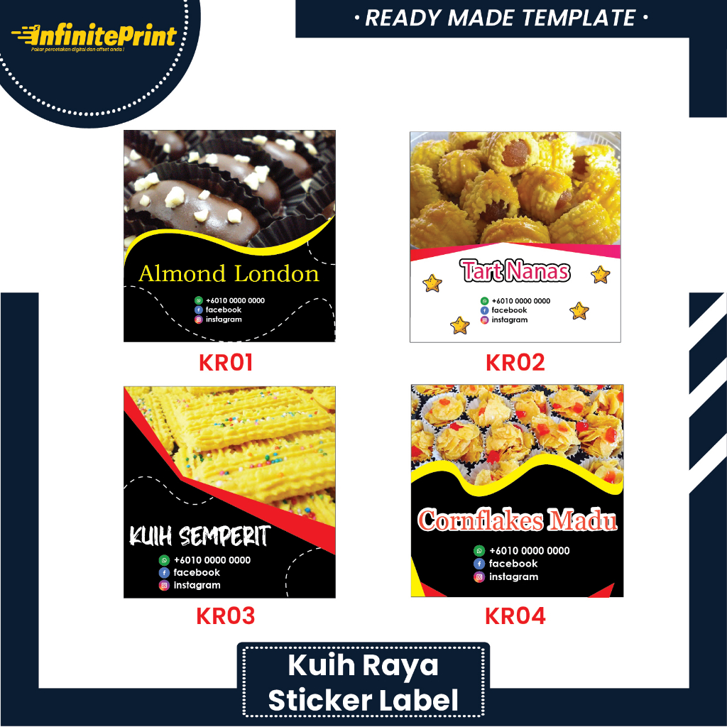 [READY STOCK] Kuih Raya Sticker Product - Label 3cm / 4cm / 5cm / 6cm ...