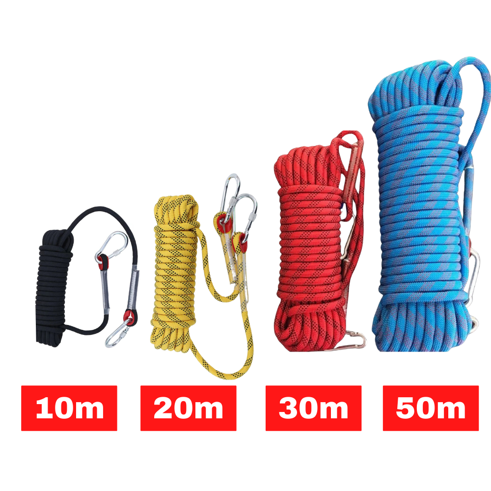 6mm/ 10mm/12mm/ 14mm- 10m-70m Climbing Rope 2 Hooks Tali Outdoor Safety ...