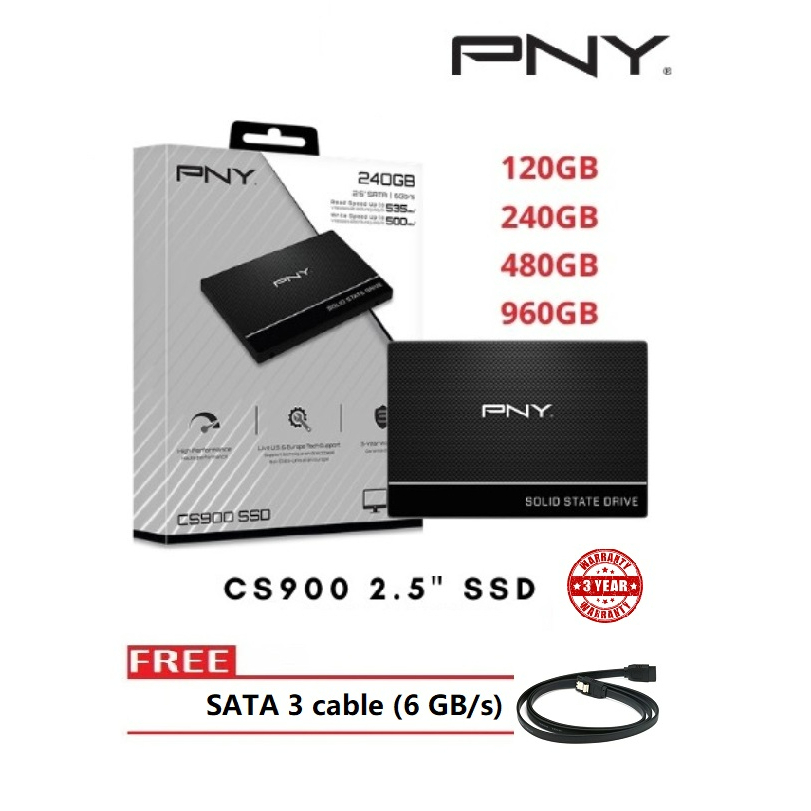 PNY CS900 SATA III SOLID STATE DRIVE / 2.5" SATA 3 SSD Drive / Notebook ...