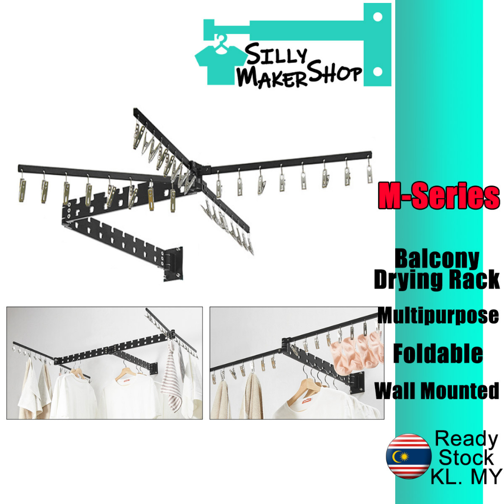 (M-Series) Balcony Wall Mounted Retractable Foldable Clothes Drying ...