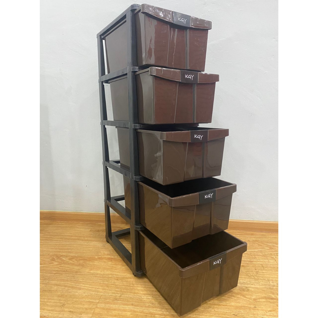 Rak Baju Bertingkat Murah 4/5 Tier Plastic Cabinet Storage Drawer ...