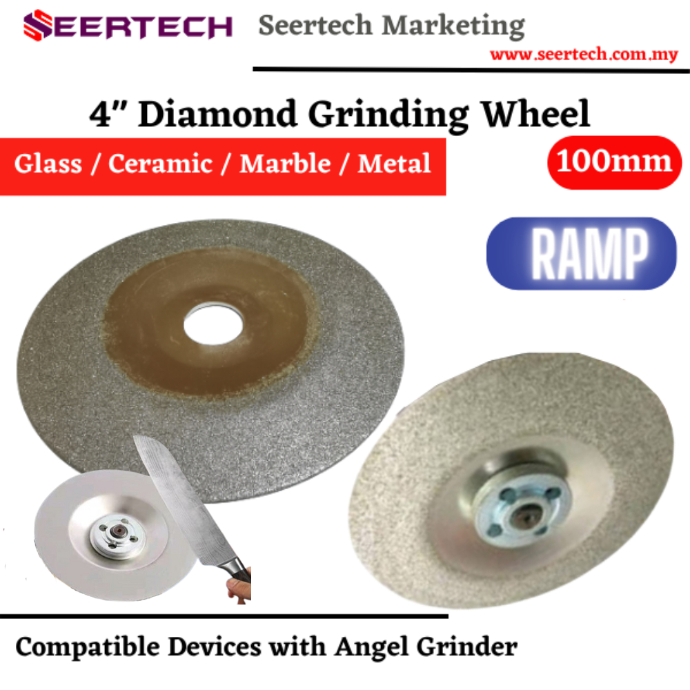 Glass / Marble / Ceramic / Metal 4" Ramp Diamond Coated Grinding Wheel ...