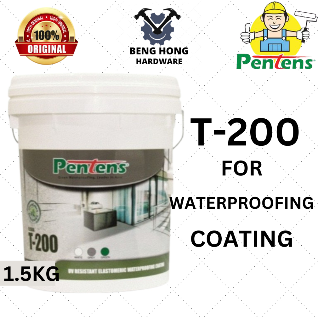Pentens T-200 Resistant Elastomeric Waterproofing Coating 1.5KG (t200 ...