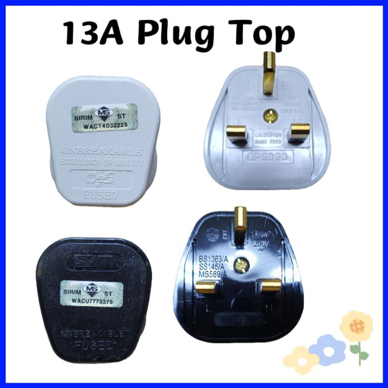SUM 13A Plug Top Black With Sirim Approved White | Shopee Malaysia