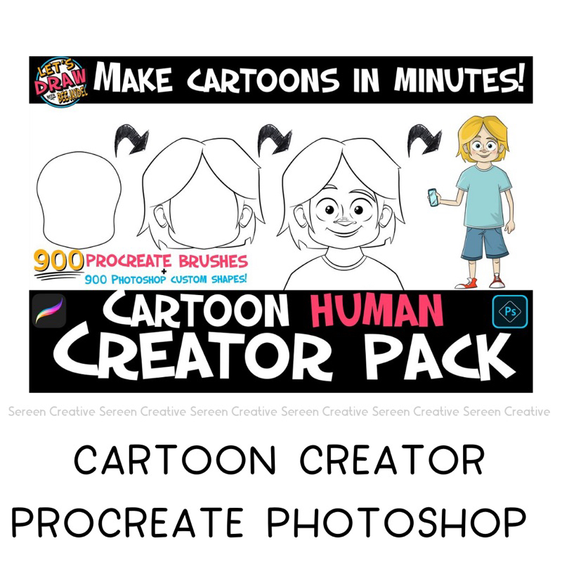 P299 Cartoon Human Creator Pack for Procreate and Photoshop (Cartoon ...