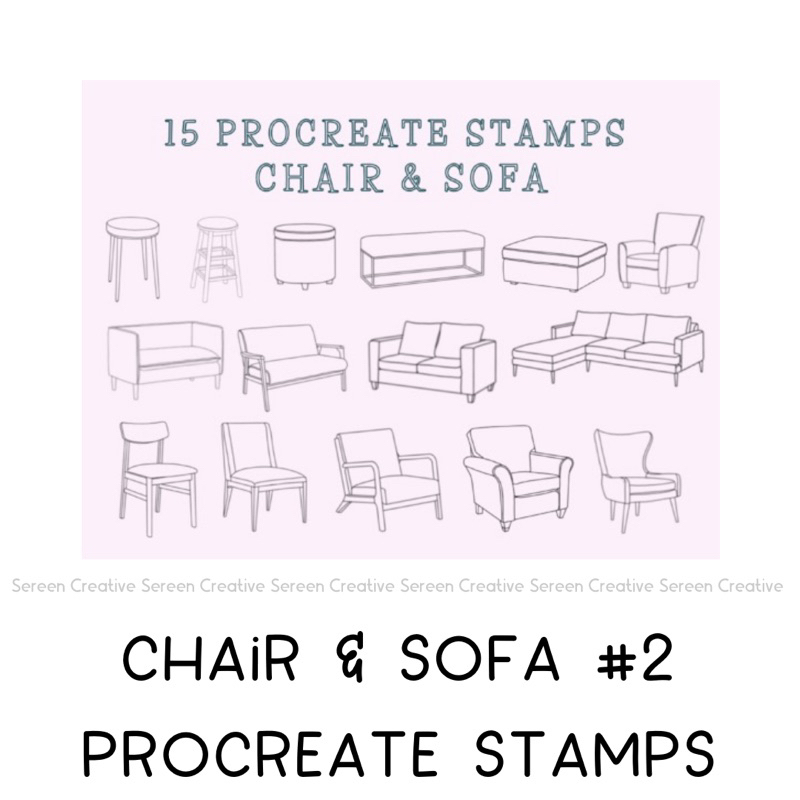 P273 Chair & Sofa #2 Procreate Stamps (Graphic Design, Interior Design ...