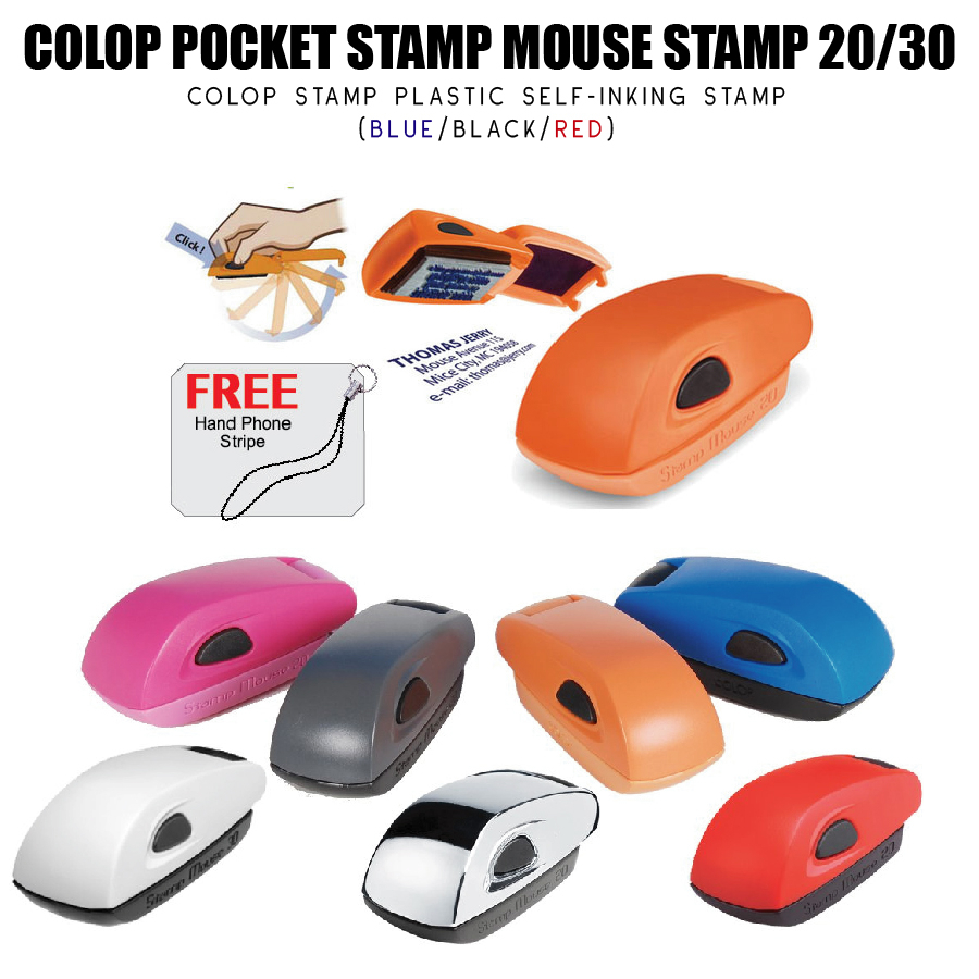 COLOP POCKET STAMP MOUSE STAMP 20/30 (BLUE/BLACK/RED) | Shopee Malaysia
