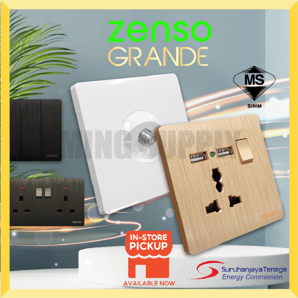 MS_ SIRIM ZENSO Grande Model Switch Metallic Surface Power Wall Switches Socket 13A 15A 20A USB ...