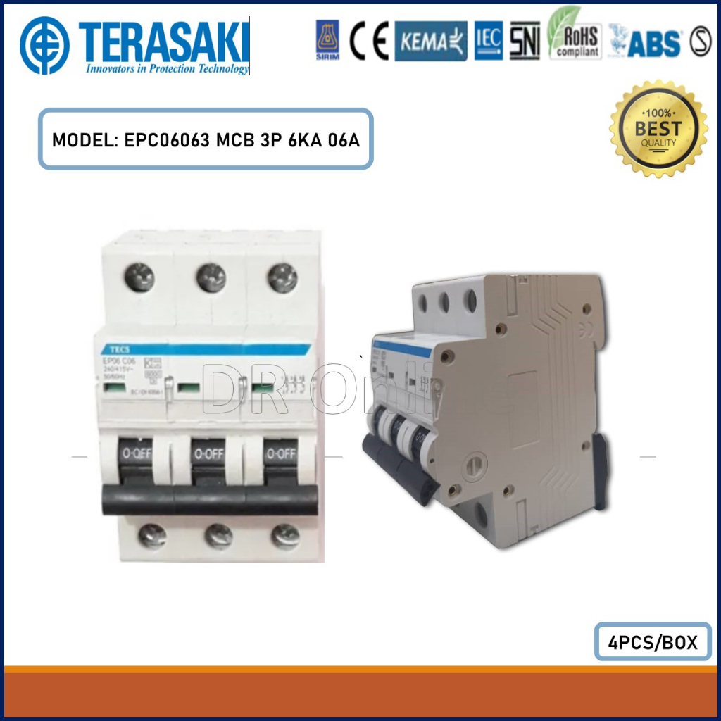 TERASAKI MCB 3P 6KA, 6A / 10A / 16A / 20A / 32A / 40A / 50A / 63A, (EPC06xx3) | Shopee Malaysia