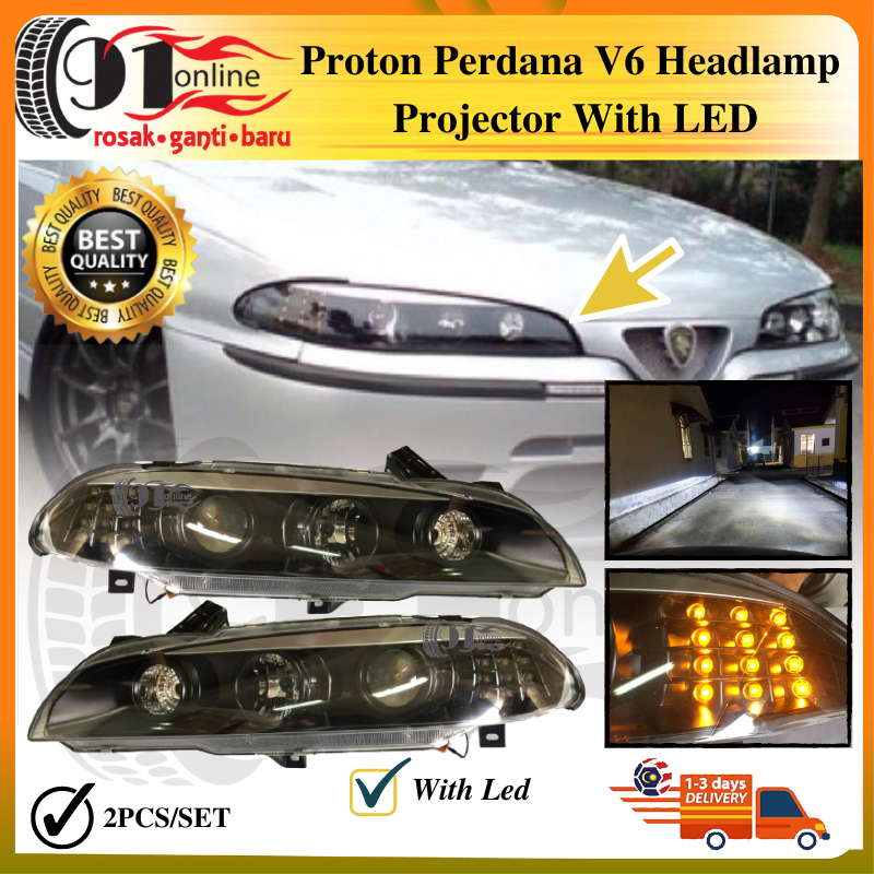 Proton Perdana V6 Projector Headlamp With Led | Shopee Malaysia