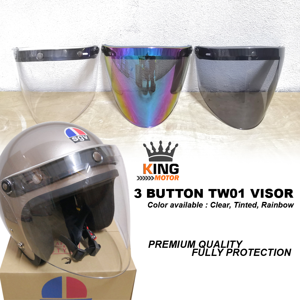 SGV 3 BUTTONS V-SHAPE VISOR - CLEAR / TINTED / RAINBOW | Shopee Malaysia