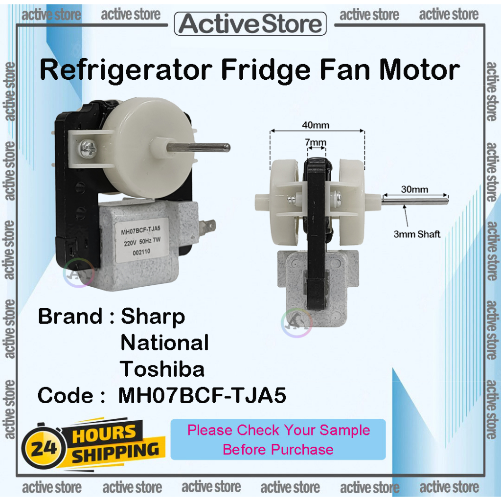 Sharp / National / Toshiba Refrigerator Fridge Fan Motor MH07BCF-TJA5 ...