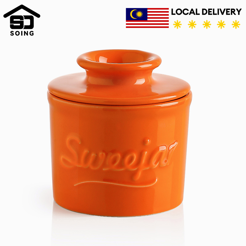 SOING Porcelain Soft Butter Keeper Crock with Water Line French Butter ...
