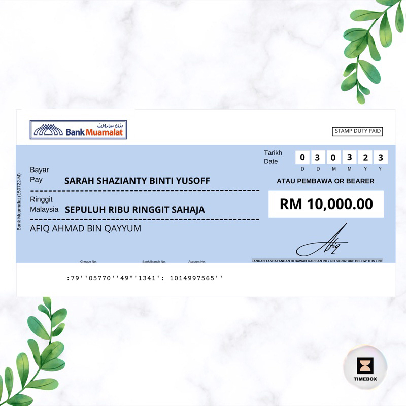 Mock Cheque / MockUp Cheque / Replika Cek SOFTCOPY SAHAJA (PDF & PNG ...
