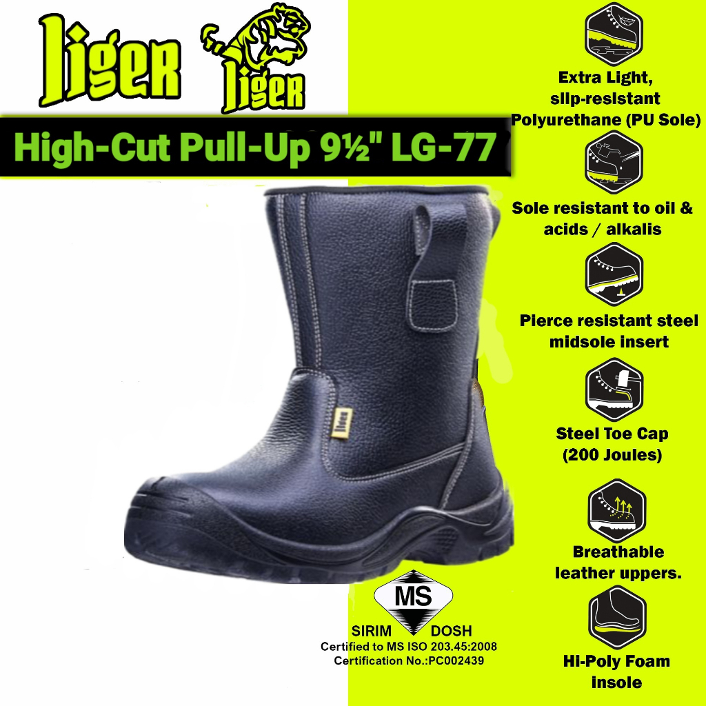 LIGER LG77 High-Cut Pull-Up Safety Boots[ SIRIM APPROVED ] | Shopee ...