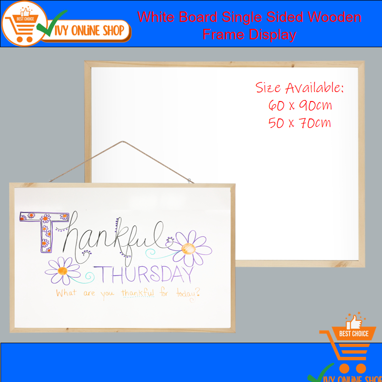 Whit Board Wood Wall Hanging Message Board Frame Notice Note Memo Board ...